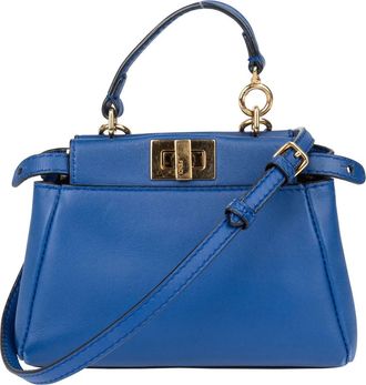 Fendi Crossbody Bags - Fendi Blue Leather Mini Peekaboo Handbag - Gr. unisize - in Blau - f&uuml;r Damen