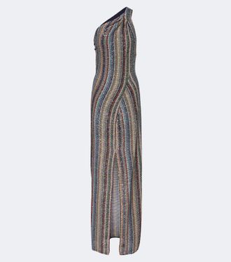 Missoni One-Shoulder-Robe aus H&auml;kelstrick mit Pailletten