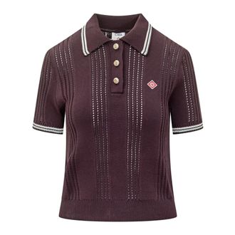 Casablanca Femme, Tops, Rouge, Taille: 38 FR Polo en maille de coton