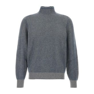 Brunello Cucinelli Zweifarbiger Kaschmirpullover - - Knitwear - Herren - Grau - L