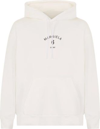 Maison Margiela Homme, Sweatshirts et sweats &agrave; capuche, Blanc, Taille: M Sweat &agrave; capuche avec logo imprim&eacute;