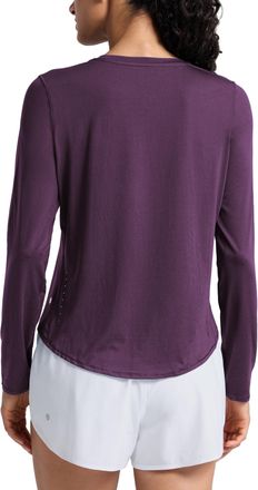 CRZ YOGA Damen Sport Leichtes Langarmshirt Oberteile Yoga Rundhalsausschnitt Laufen Workout Long Sleeve Shirts Tiefes Krokusviolett 40
