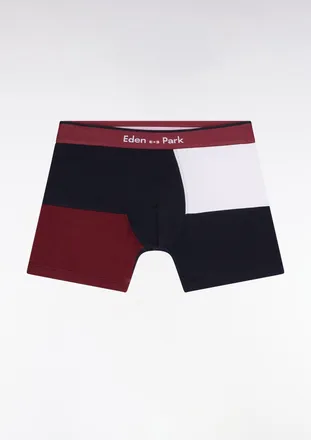 Eden Park Boxer En Jersey De Coton Colorblock Marine Et Bordeaux