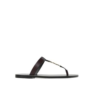 Saint Laurent Luxuri&ouml;se flache Ledersandalen - - Shoes - Herren - Schwarzk - 41 EU