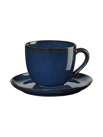 ASA Tasse und Untertasse, saisons Kollektion, Farbe: Blau-Grau, Steinzeug, 0,23L