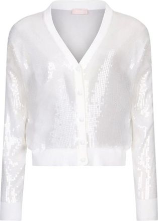 Liu Jo Femme, Pulls, Blanc, Taille: 40 FR Cardigan &agrave; Sequins
