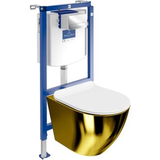 Villeroy & Boch Villeroy&boch - villeroy&boch wc Set mit Vorwandelement, Wand-WC und Sp&uuml;lknopf