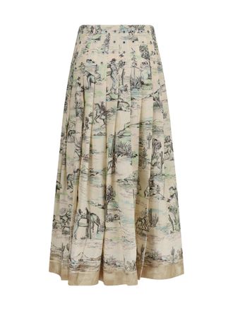 Alemais Womens Midi Skirt Scout Cream Linen