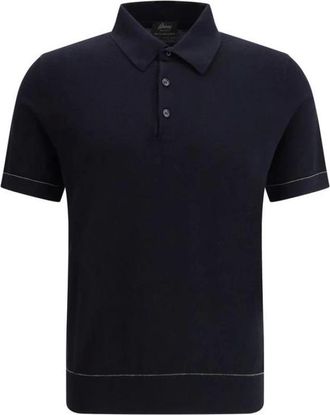 Brioni Homme, Tops, Noir, Taille: XL Polo Tricot Coupe Slim Manches Courtes