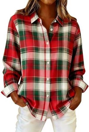 Generic Chemisier Femme Chic Et &Eacute;l&eacute;gant Lin T-Shirt Grande Taille Manches Longues Blouse Col en V Boutonn&eacute; Haut Couleur Unie Chemisier Confortable Pas Cher To