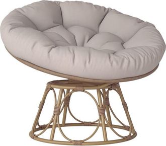 OUTSUNNY Papasansessel Rattan 360&deg; drehbar Korbsessel mit Sitzkissen Durchmesser 100 cm runder Outdoor Rattansessel Drehsessel Loungesessel Liegesessel f&uuml;r