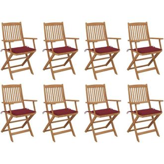 vidaXL Vidaxl - Klappbare Gartenst&uuml;hle mit Kissen 8 Stk. Massivholz Akazie