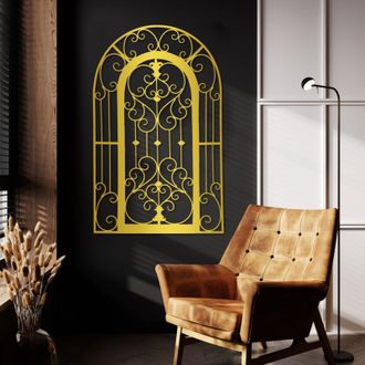 Generic Schwarze Metall-Wandkunst mit Bogenfenster, rustikale Metall-Wanddekoration f&uuml;r Eingangsbereich und Wohnzimmer, Moderne Skulptur mit Bogenfenster-Moti