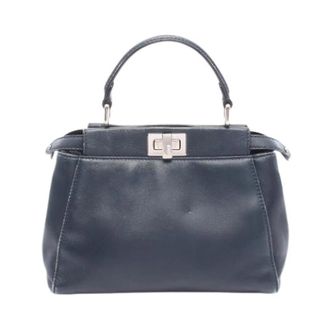 Fendi Pre-owned Mini Peekaboo Leder Handtasche - - Pre-owned - Damen - Blau - ONE SIZE