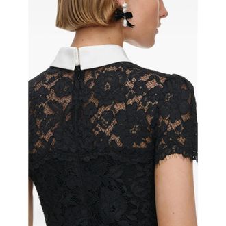 Self Portrait Lace Midi Dress - Black
