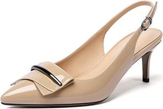 elashe Femme Escarpins Slingback Bout Pointu Talon Aiguille Sandales Sangle Arrière Pumps Élégant Soirée Chaussure Beige EU38