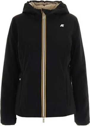 K-Way Veste dhiver Lily ST Warm Double avec capuche, noir/beige cachemire, fermeture éclair décorative K6128TW-BC9 TG 8 S