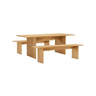 Happy Garden Set aus Tisch 180cm und 2 B&auml;nken im skandinavischen Stil ALMA