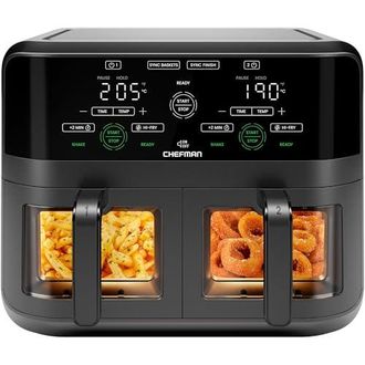 Chefman air fryer2 bacs de 5,6 litres &agrave; visualisation claire,Cuisson synchronis&eacute;e, arr&ecirc;t automatique, bacsantiadh&eacute;sifs lavables au lave-vaisselle, 2100W, air 