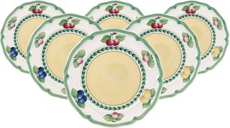 Villeroy & Boch French Garden Fleurence Frühstücksteller 6er Set, 21 cm, Dessertteller mit Früchte-Dekor, Premium Porzellan