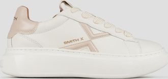 Alexander Smith College Woman in white with pink logo and back