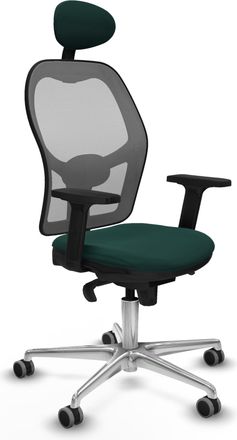 Piqueras y Crespo B&uuml;rostuhl mit 2D-Armen, h&ouml;henverstellbarer Lendenwirbelst&uuml;tze und festem Kopfteil, ausgestattet mit 5 Positionen und injiziertem Schaumstoff, Grau/Fla