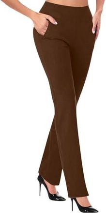 Generic Pantalon 2025 pour femme - Pantalon de travail décontracté - Taille haute - Extensible - À enfiler, marron, S