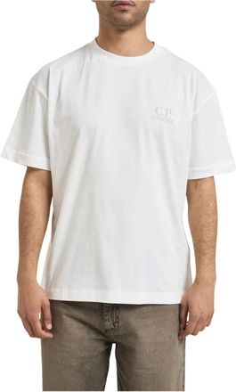 C.P. Company C.p. Company, Homme, Tops, Blanc, Taille: S T-Shirt Imprim&eacute; Col Rond
