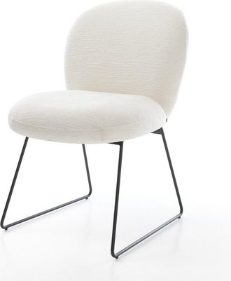 DELIFE Esszimmerstuhl Nube-Flex Boucl&eacute; Soft Beige Kufengestell Schwarz Taschenfederkern, Esszimmerst&uuml;hle