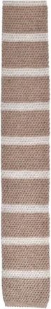 Brunello Cucinelli Homme, Accessoires, Beige, Taille: ONE Size Cravate Tricot&eacute;e Textur&eacute;e &agrave; Rayures