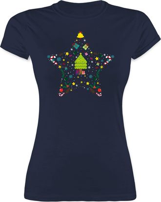 Shirtracer Shirt Damen - Geschenke Christmas Bekleidung - Weihnachtsstern I Weihnachtsmotiv I Weihnachten - L - Navy Blau - weihnachtstschirt weihnachtsthirt wei