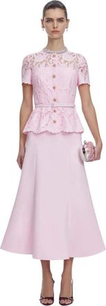 Self Portrait Femme, Robes, Rose, Taille: 40 FR Fine Lace Midi Dress