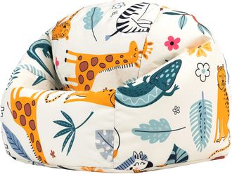 Icon Brand Safari Sitzsack Kinder, Webstoff, Sitzsack mit Füllung, Bequemer Kinder Sessel, Kuschelsessel, Lese Sessel, Schlafzimmer, Kinderzimmer, Spielzimmer