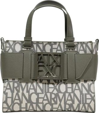 A|X Armani Exchange Femme, Sacs, Vert, Taille: ONE Size Sac &agrave; main imprim&eacute; avec bandouli&egrave;re