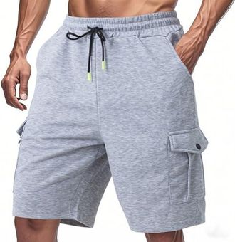 Generic Short de sport &eacute;pais en peluche &agrave; m&eacute;moire de forme pour homme, short de sport d&eacute;contract&eacute; &agrave; taille &eacute;lastique avec poches, short de sport de plein air,