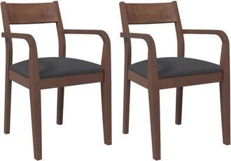 vidaXL Vidaxl - Esszimmerst&uuml;hle mit Kissen 2 Stk. Braun Massivholz Gummibaum