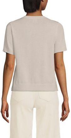 Lands End Merinopullover mit kurzen Ärmeln, Damen, Größe:40-42 regular, Weiß, Wolle, by Lands End