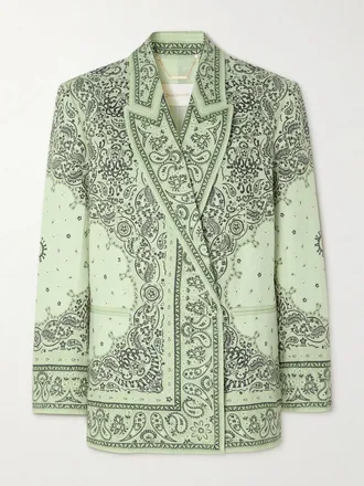 Zimmermann Blazer &Agrave; Double Boutonnage En Lin Imprim&eacute; Matchmaker - Vert