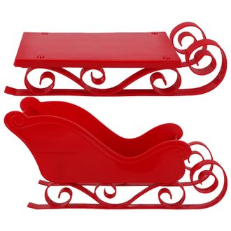 Cabilock Veemoon 2 St&uuml;ck Kleiner Weihnachtsschlitten und Skibrett Ornament aus Kunststoff Rote Festliche Tischdekoration f&uuml;r Weihnachten und Zuhause