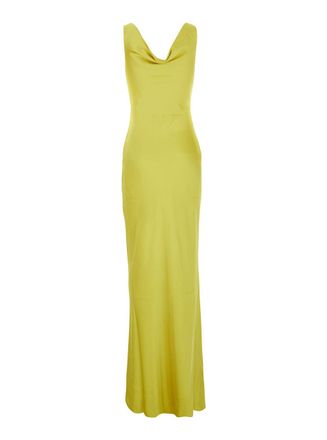 Norma Kamali Womens Maria Gown Yellow Tech Fabric Polyester