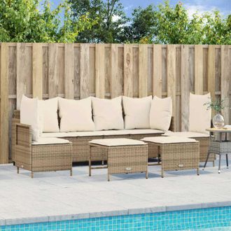 vidaXL Vidaxl - Salon de jardin avec coussins 5 pcs beige r&eacute;sine tress&eacute;e