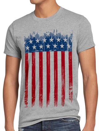 style3 USA Flagge Herren T-Shirt Banner vereinigte Staaten von Amerika us Stars Stripes, Gr&ouml;&szlig;e:XXL, Farbe:Grau meliert