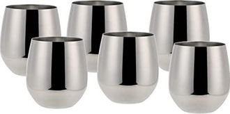 Echtwerk Echtwerk Weingl&auml;ser, 6-tlg Rotweingl&auml;ser, Trinkbecher aus Edelstahl, Unzerbrechliche Trinkgl&auml;ser, Bruchsichere Gl&auml;ser, Silber-Edition, 500 ml