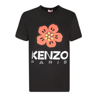 Kenzo Femme, Tops, Noir, Taille: 38 FR T-shirt Noir &agrave; Imprim&eacute; Floral