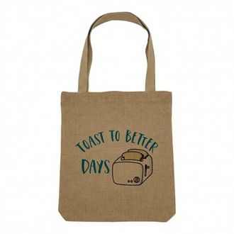 Fabulous Sac Shopping Tote Bag Aspect Lin - Toast to Better Days Pun Food Breakfast Toast Morning - Sac de Courses Toile Epaisse 360g Beige Naturel Cabas Port&eacute;