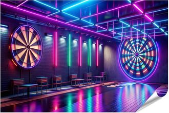 Islandburner XXL Bild Poster Neon-Nächte-Dart-Duell-Club-Design-Wand Premium Bilder Fotodruck