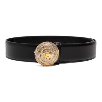 Versace Femme, Accessoires, Noir, Taille: 80 CM Ceinture en cuir Medusa Heritage 2 cm