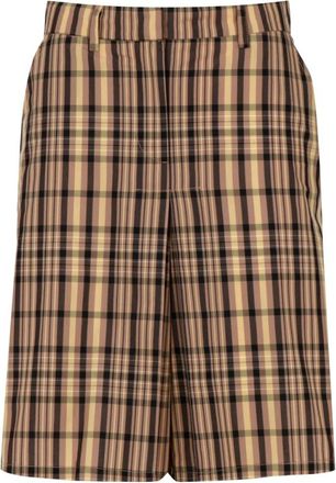 Semicouture Femme, Shorts, Beige, Taille: 36 FR Shorts &agrave; Carreaux en M&eacute;lange de Coton