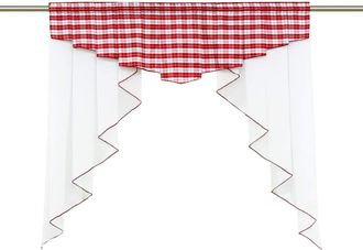 Joyswahl Scheibengardine Voile Bistrogardine &raquo;Helene&laquo; Landhausstil Raffrollo mit Stangendurchzug und mit Kr&auml;uselband BxH 120x125cm Rot 1er Pack