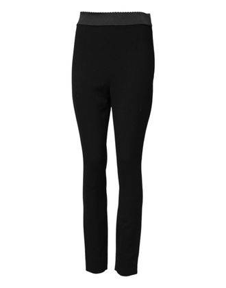Dolce & Gabbana Womens Black Wool Leggings Stretch Pants 99 Virgin Elastane